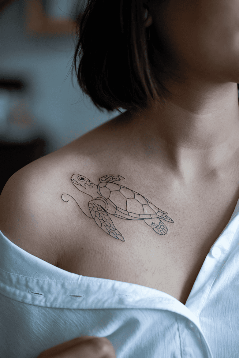 21 Majestic Sea Turtle Tattoo Designs with Symbolic Meaning