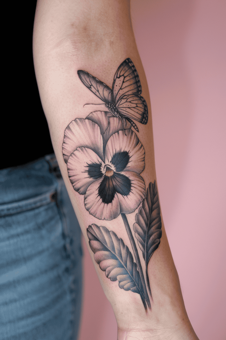 30 Unique Half-Butterfly Half-Flower Tattoo Designs
